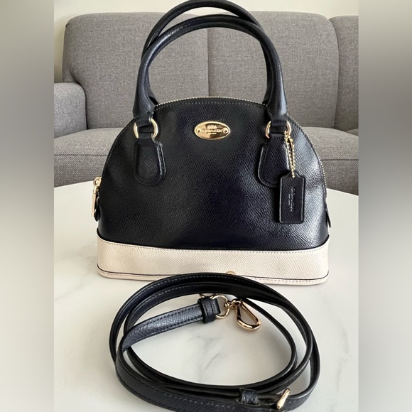 Coach | Bags | Coach Bicolor Crossgrain Leather Mini Cora Domed Satchel ...